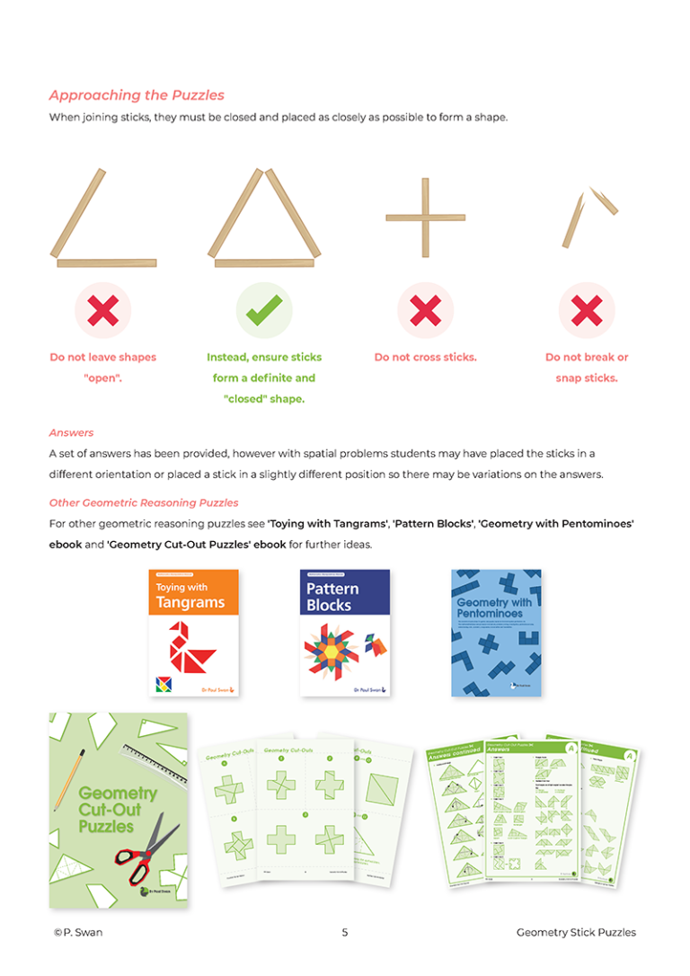 Geometry Stick Puzzles (Download) | Dr Paul Swan