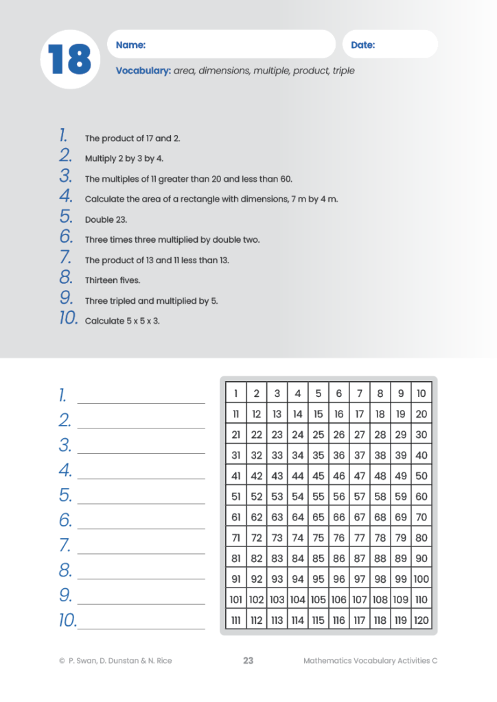 Mathematics Vocabulary Activities Year 5 | Dr Paul Swan