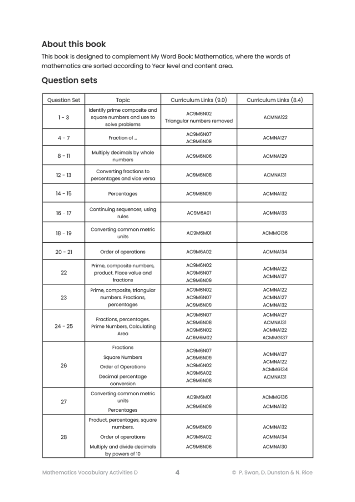 Mathematics Vocabulary Activities Year 6 | Dr Paul Swan