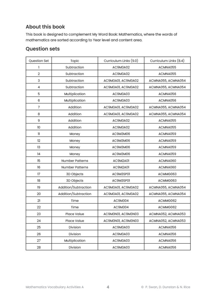 Mathematics Vocabulary Activities Year 3 Kit Dr Paul Swan Mathematics Vocabulary Activities Year 3 Kit Dr Paul Swan