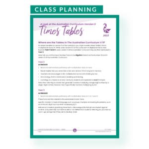 A Look at the Australian Curriculum Version 9 - Times Tables | Dr Paul Swan