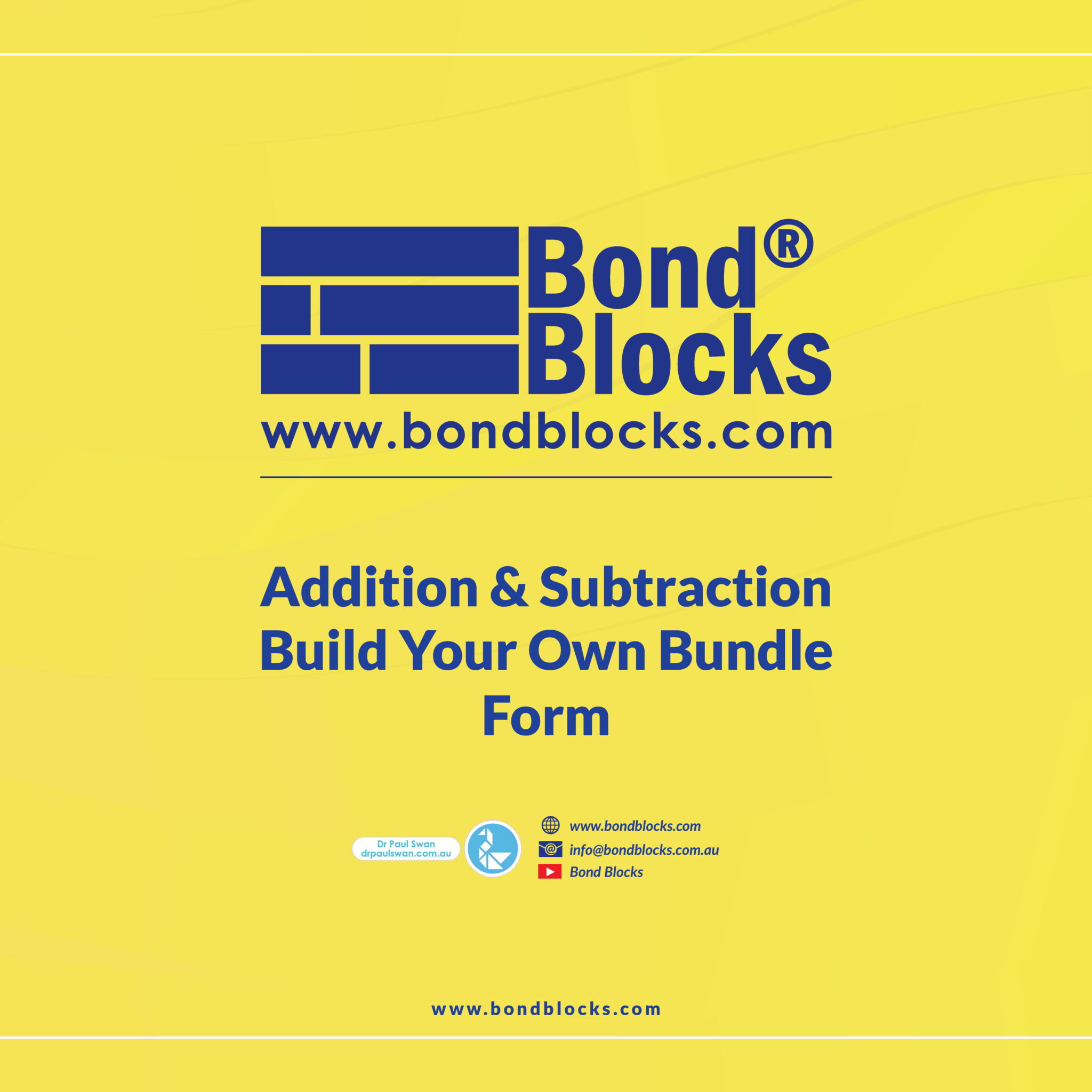 Bond Blocks Build-Your-Own Addition & Subtraction Bundle Form | Dr Paul ...