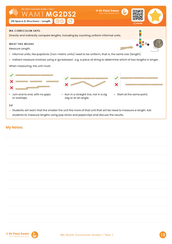 WA Quick Curriculum Guide Book - Year 1 | Dr Paul Swan