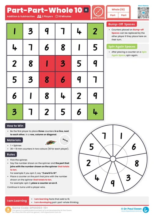 Part-Part-Whole Games Pack (Spin to Win) (Download) | Dr Paul Swan