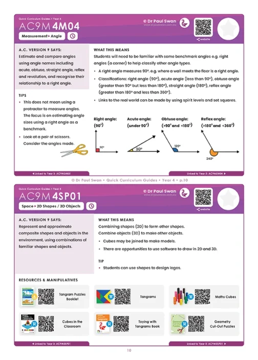 AC9 Quick Curriculum Guide Book - Year 4 | Dr Paul Swan