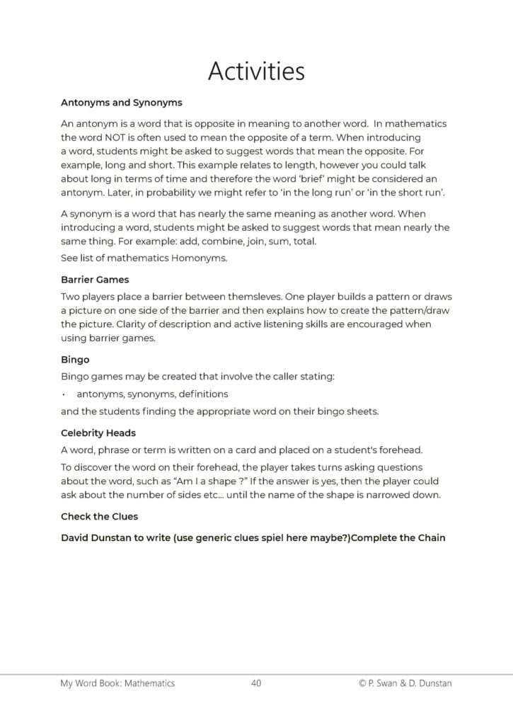 My Word Book: Mathematics | Dr Paul Swan